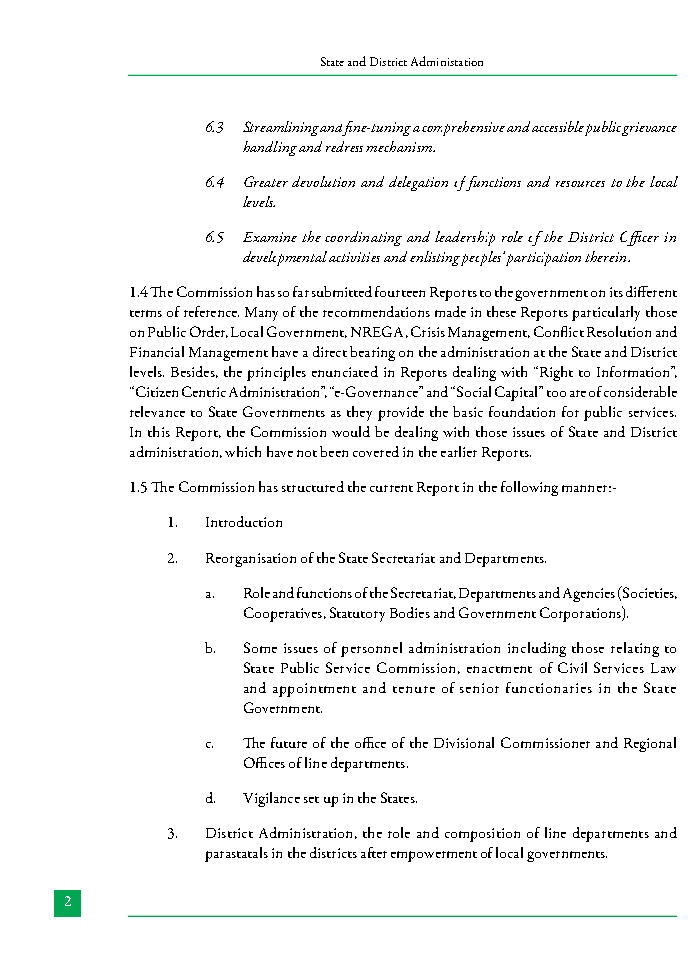 Fifteenth Report-Second Arc Report-State And District Administration ...