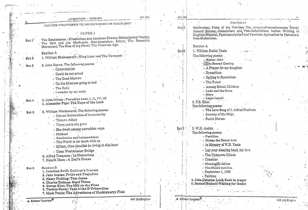Brilliant Tutorials - English Literature Optional - Complete Study ...