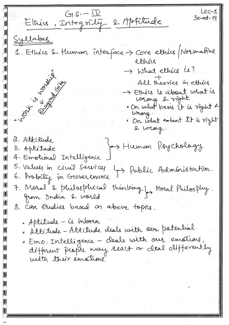 Lukmaan IAS - Ethics - Handwritten Class Notes - 2020 - English Medium