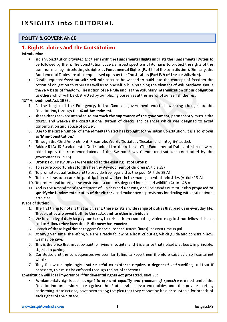 Insights IAS Monthly Editorial Compilation February 2020 Printed Notes