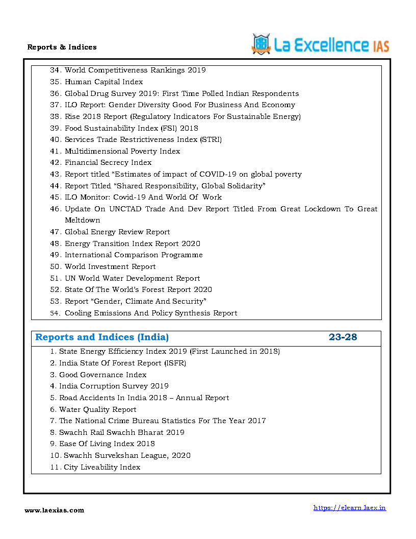 La Excellence IAS - Reports & Indices - Printed Notes - English Medium ...