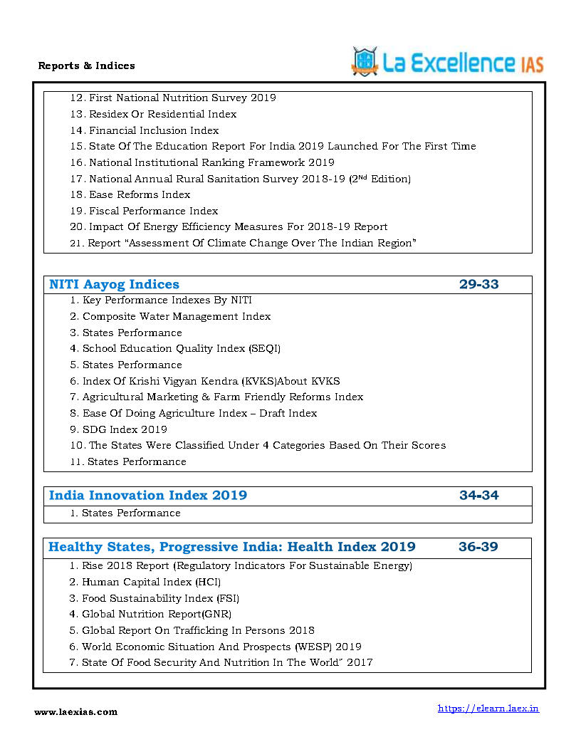 La Excellence IAS - Reports & Indices - Printed Notes - English Medium ...