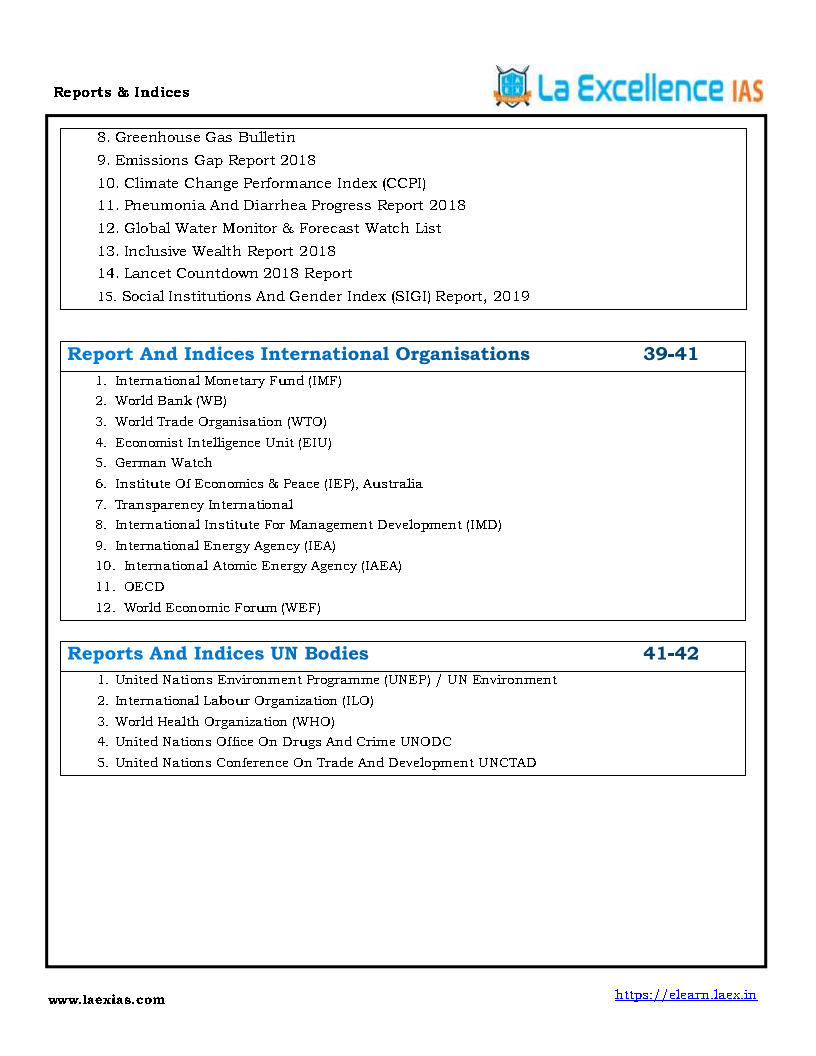 La Excellence IAS - Reports & Indices - Printed Notes - English Medium ...