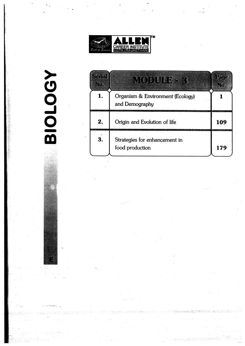 Allen Career Institute - Biology Module -3 Printed Notes For NEET ...