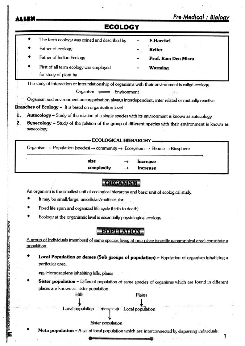 Allen Career Institute - Biology Module -3 Printed Notes For NEET ...