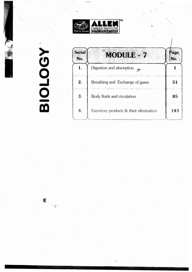 Allen Career Institute - Biology Module -7 Printed Notes For NEET ...