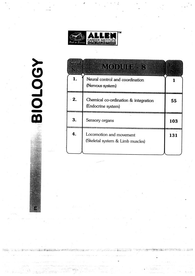 Allen Career Institute - Biology Module -8 Printed Notes For NEET ...