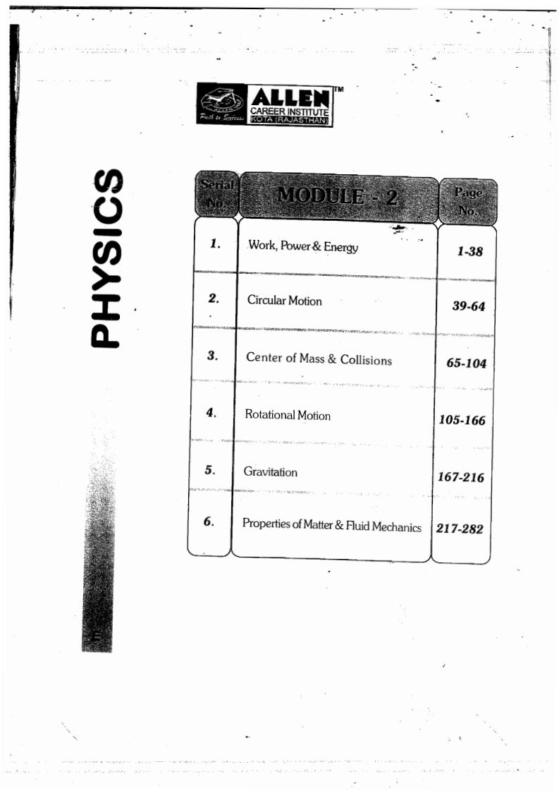 Allen Career Institute - Physics Module -2 - Printed Notes For NEET ...