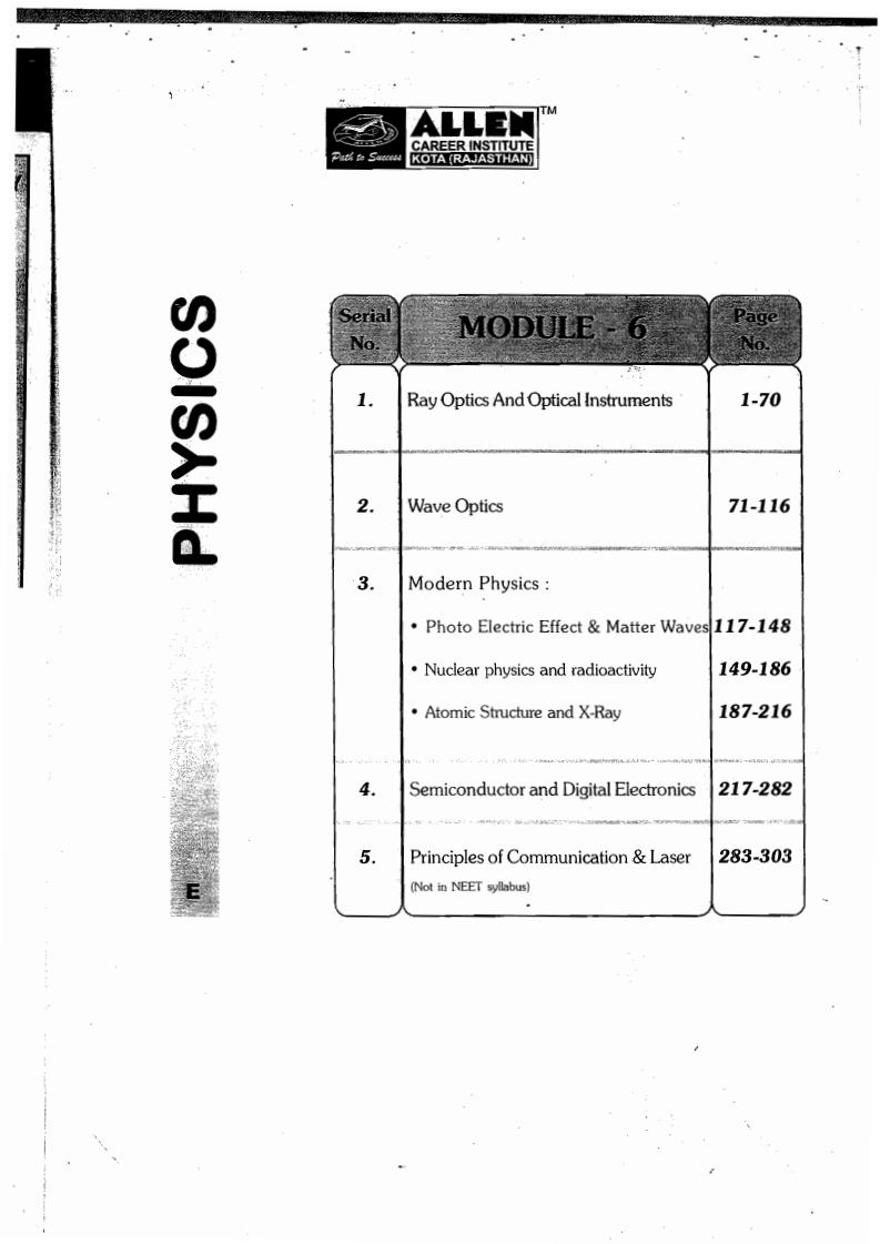 Allen Career Institute - Physics Module -6 - Printed Notes For NEET ...