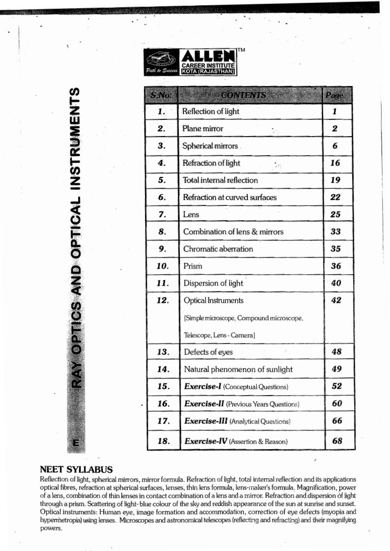 Allen Career Institute - Physics Module -6 - Printed Notes For NEET ...