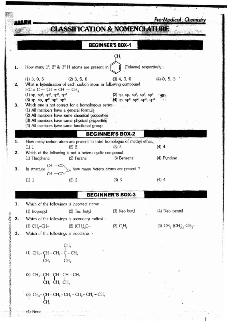 Allen Career Institute - Chemistry Module -3 - Printed Notes For NEET ...