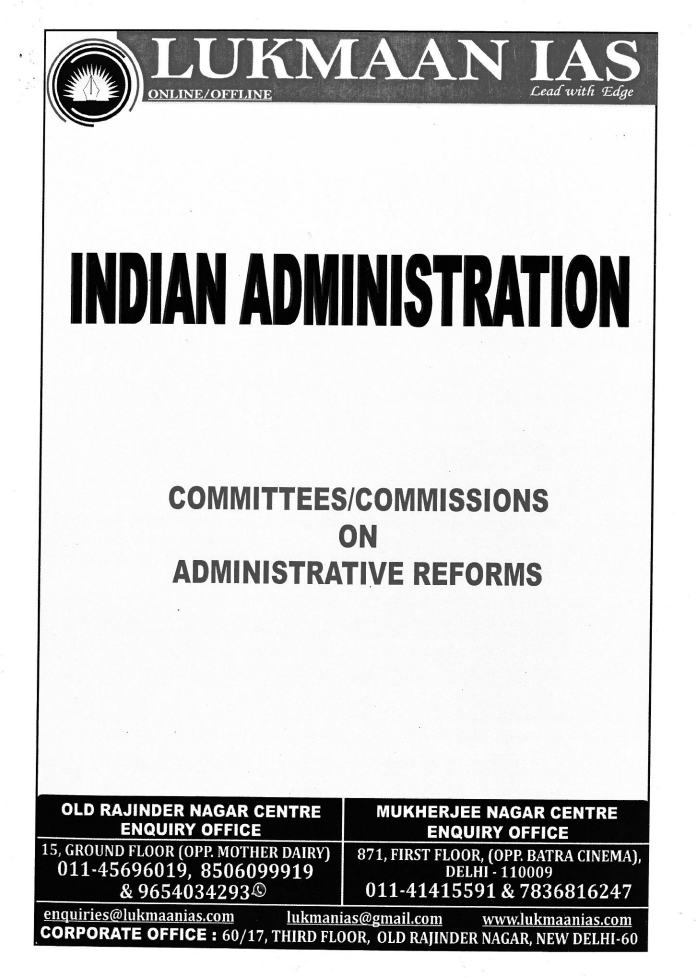 Lukmaan IAS - Indian Administration - Committees/Commission On ...