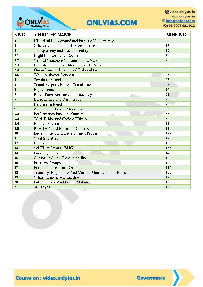 Only IAS - Goverance For Mains - Printed Notes 2020 - English Medium ...