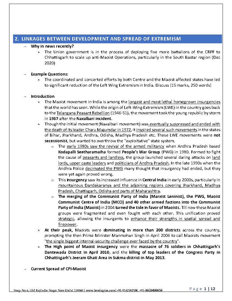 Level Up IAS - Internal Security By Santosh Kumar - Target Mains 2020 ...