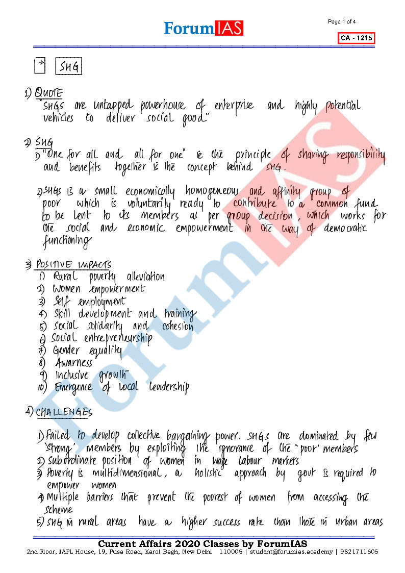 Forum IAS - Topic Wise Handwritten Current Affairs for Mains Exam 2020 ...