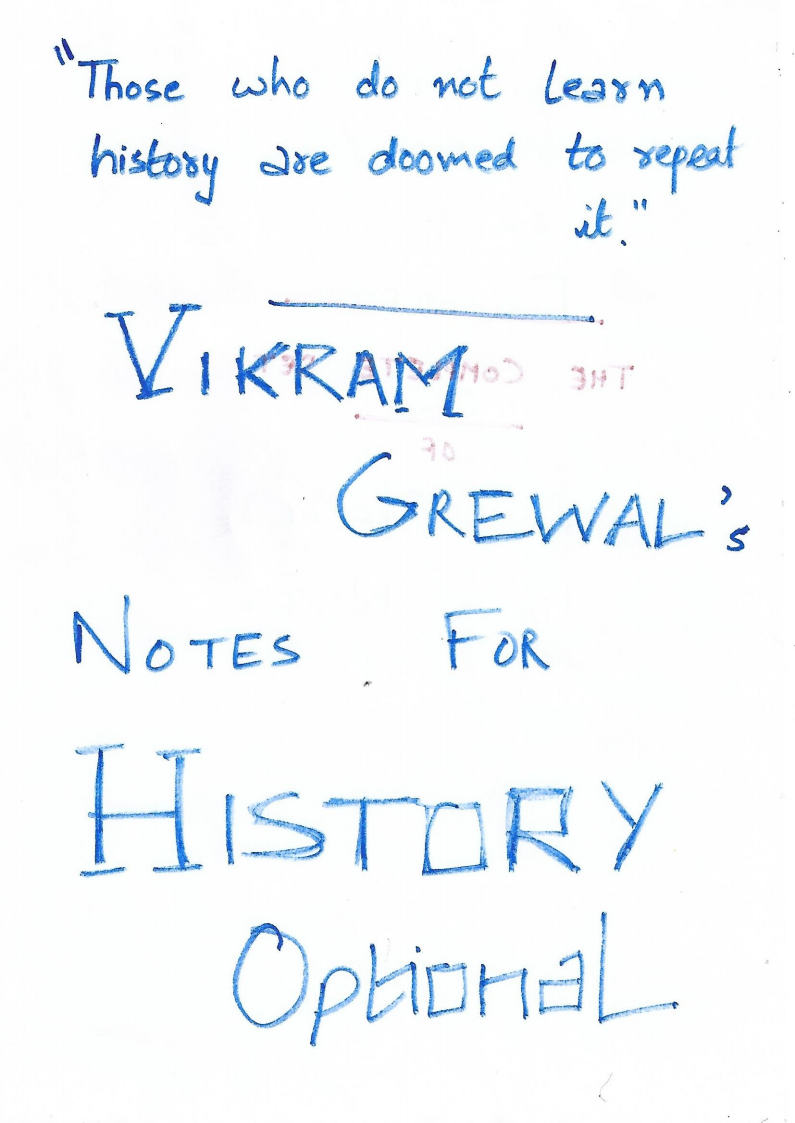 Topper Notes-History Optional By Vikram Grewal-Handwritten Class Notes ...