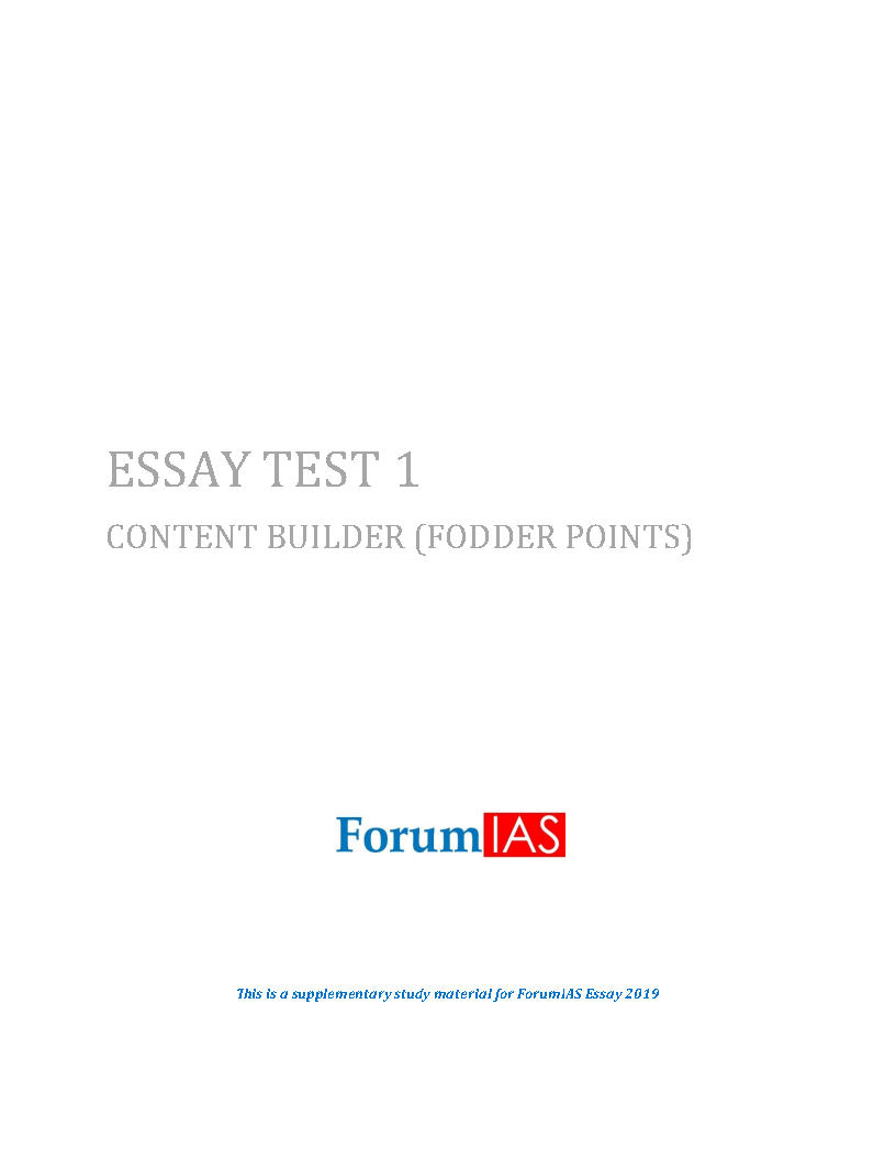 Forum Ias - Essay Test Series 2020 - English Medium - Printed Notes
