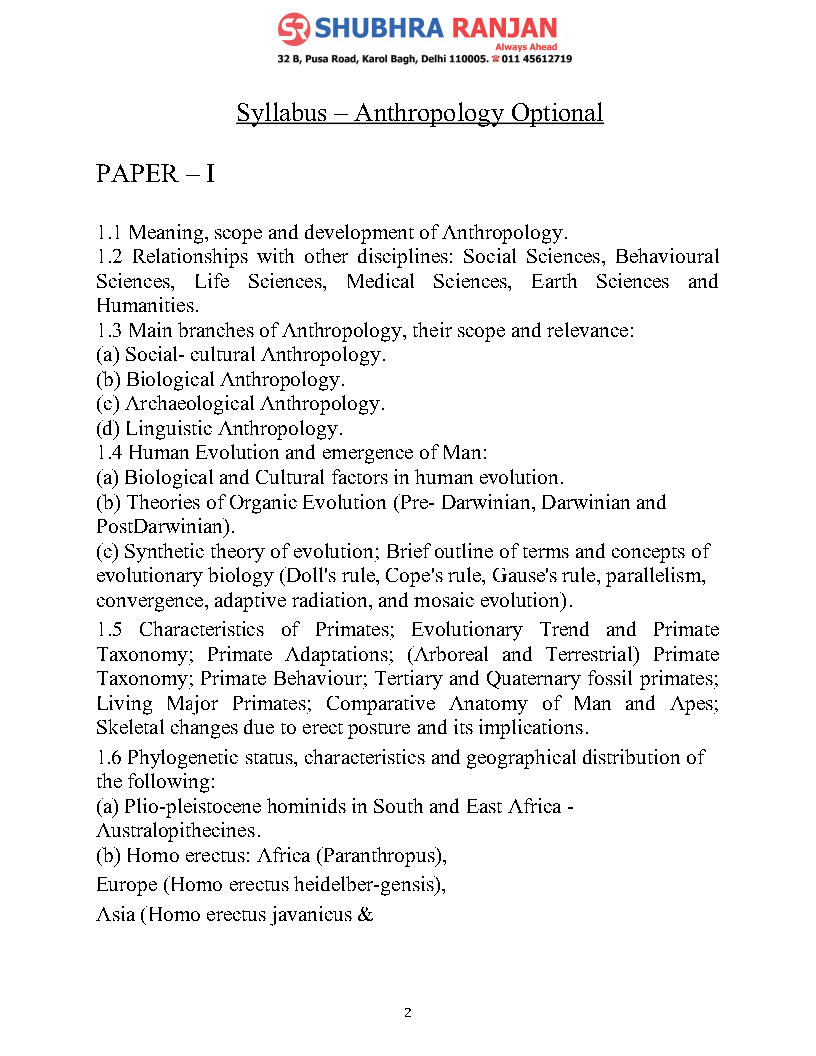 Shubhra Ranjan IAS - Anthropology Optional - Paper - I+II By Hima Bindu ...