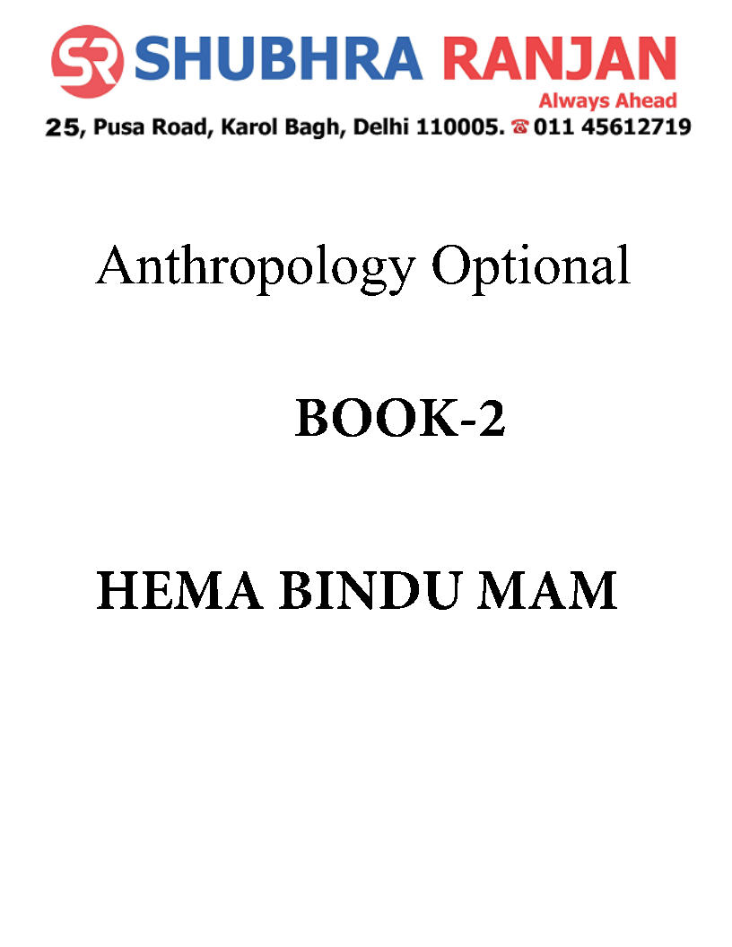 Shubhra Ranjan IAS - Anthropology Optional - Paper - I+II By Hima Bindu ...