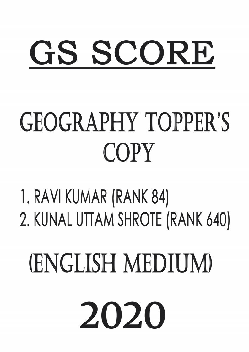 GS Score-geography Topper Copy 2020-English Medium-Notesindia