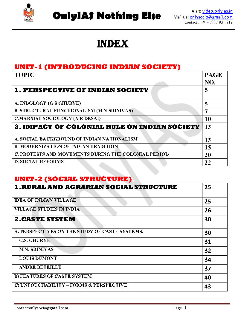 Only IAS-Sociology Paper I+II-Printed Notes-English Medium-Notesindia