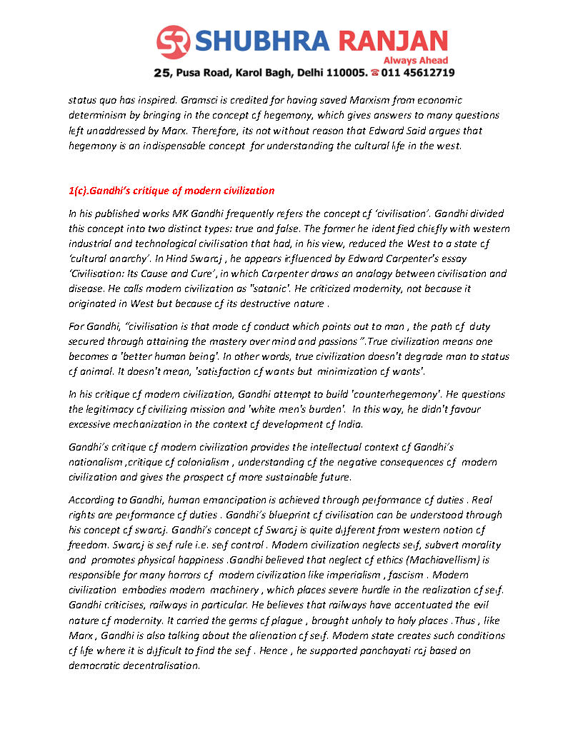 Shubhra Ranjan IAS-Political Science-PSIR Crash Course-Model Answers ...