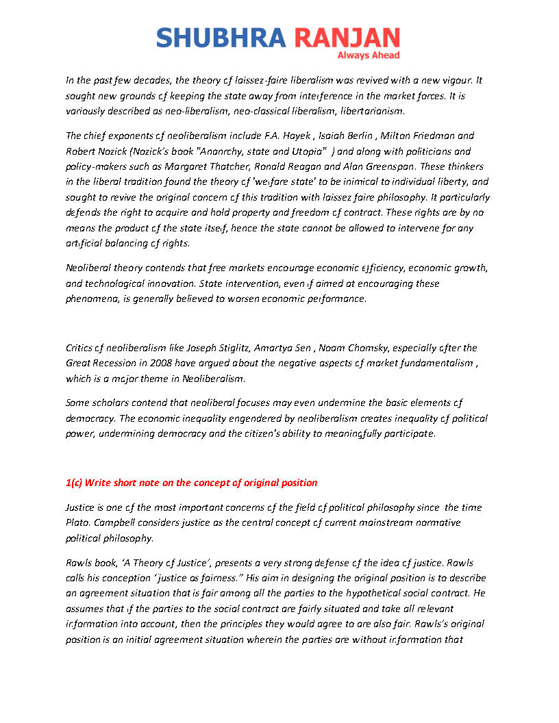 Shubhra Ranjan IAS-Political Science-PSIR Crash Course-Model Answers ...