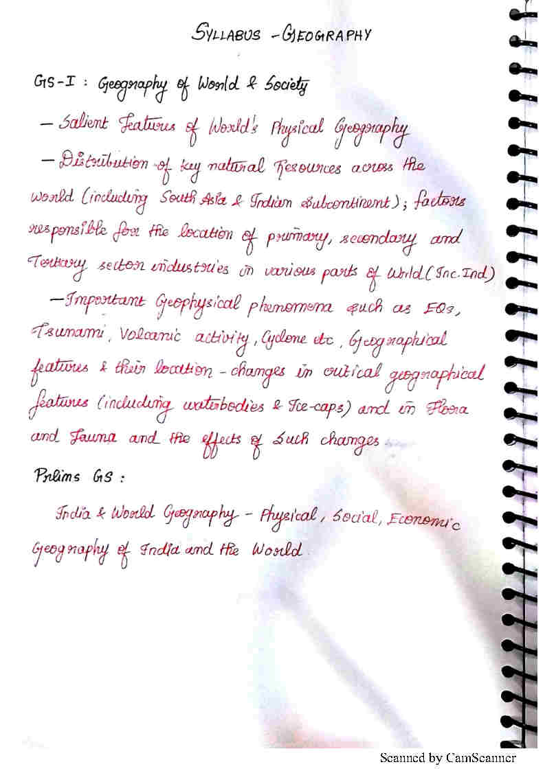 Geography – GS Class Notes 2019 – By S.K Manocha Sir – Notesindia