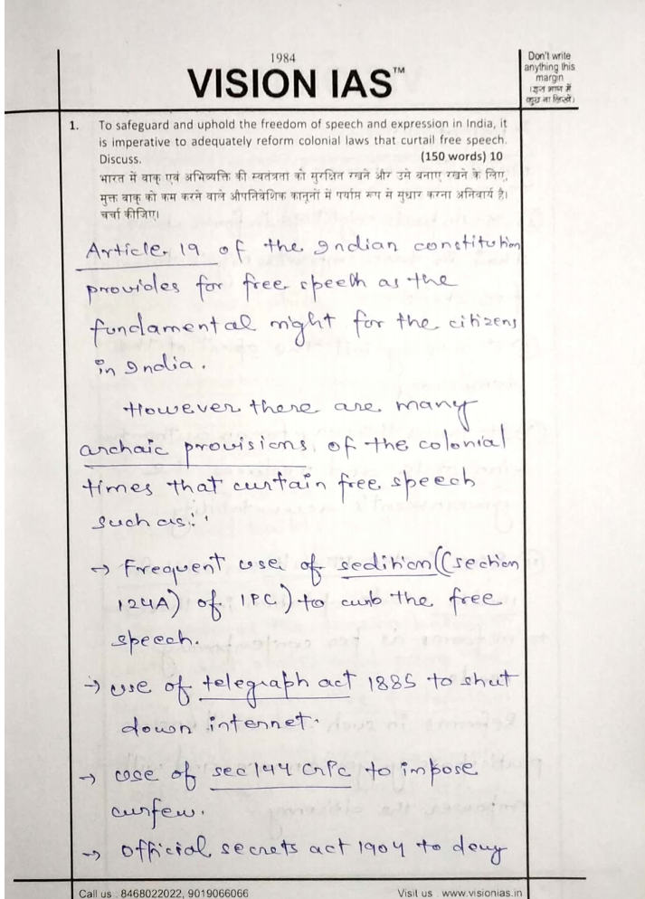 Vision IAS-General Studies Topper Copy 2021-Part-II-English Medium ...