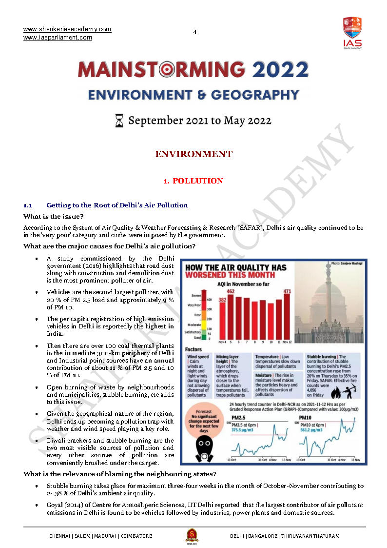 Ias Parliament-Mainstorming Environment & Geography 2022-Shankar Ias ...