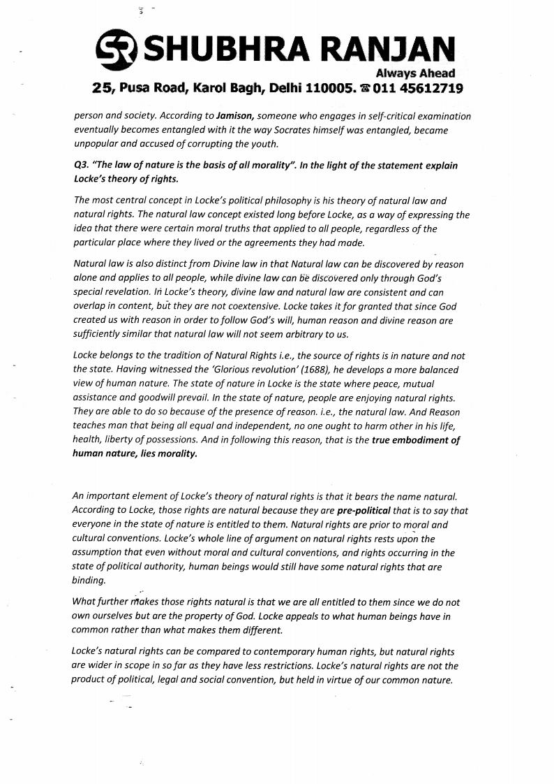 Shubhra Ranjan - PSIR Optional Test Series - Model Answer 1 To 6 ...