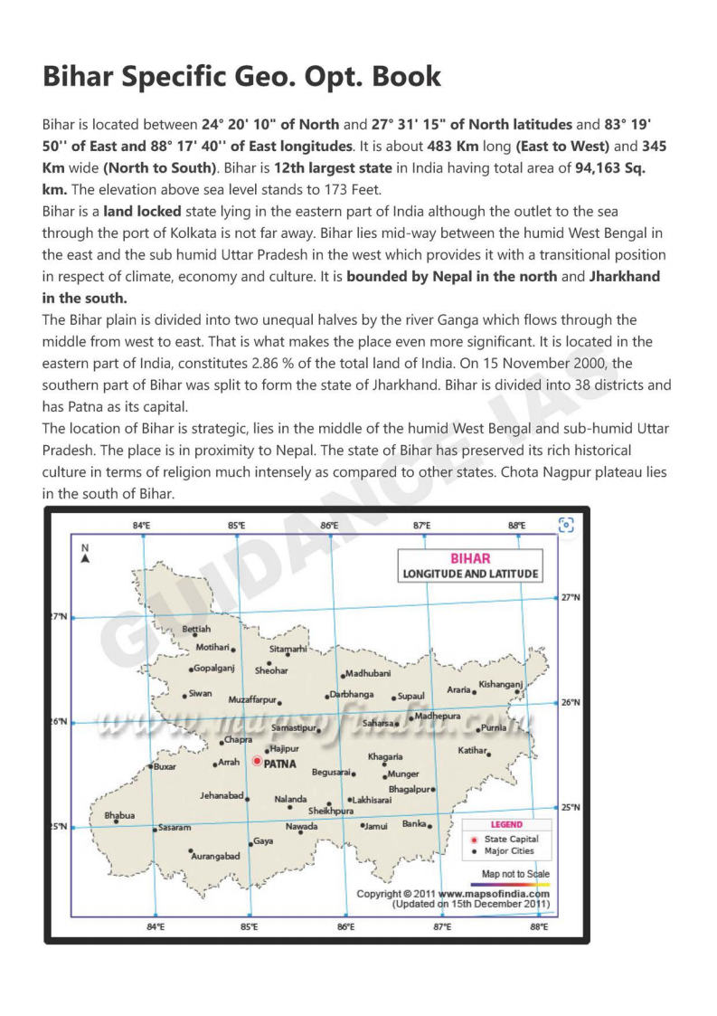 Guidance ias - Geography Optional - Bihar Specific Printed Notes 2022 ...