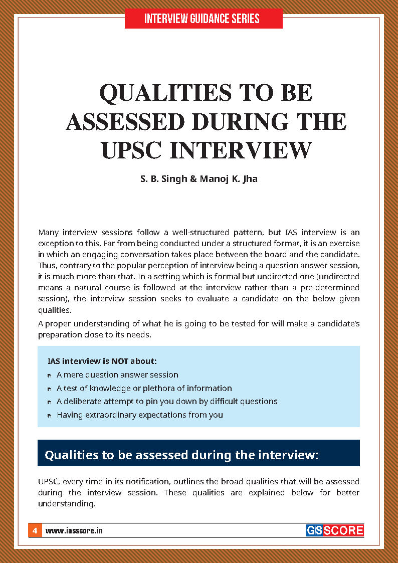 Gs Score Ias - Interview Guidance Series - Self Mock Questions - By B ...