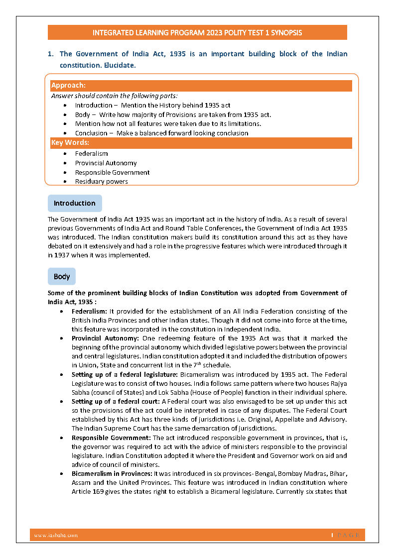 Ias Baba - General Studies - Mains ILP Test Series 01 To 10 - Questions ...