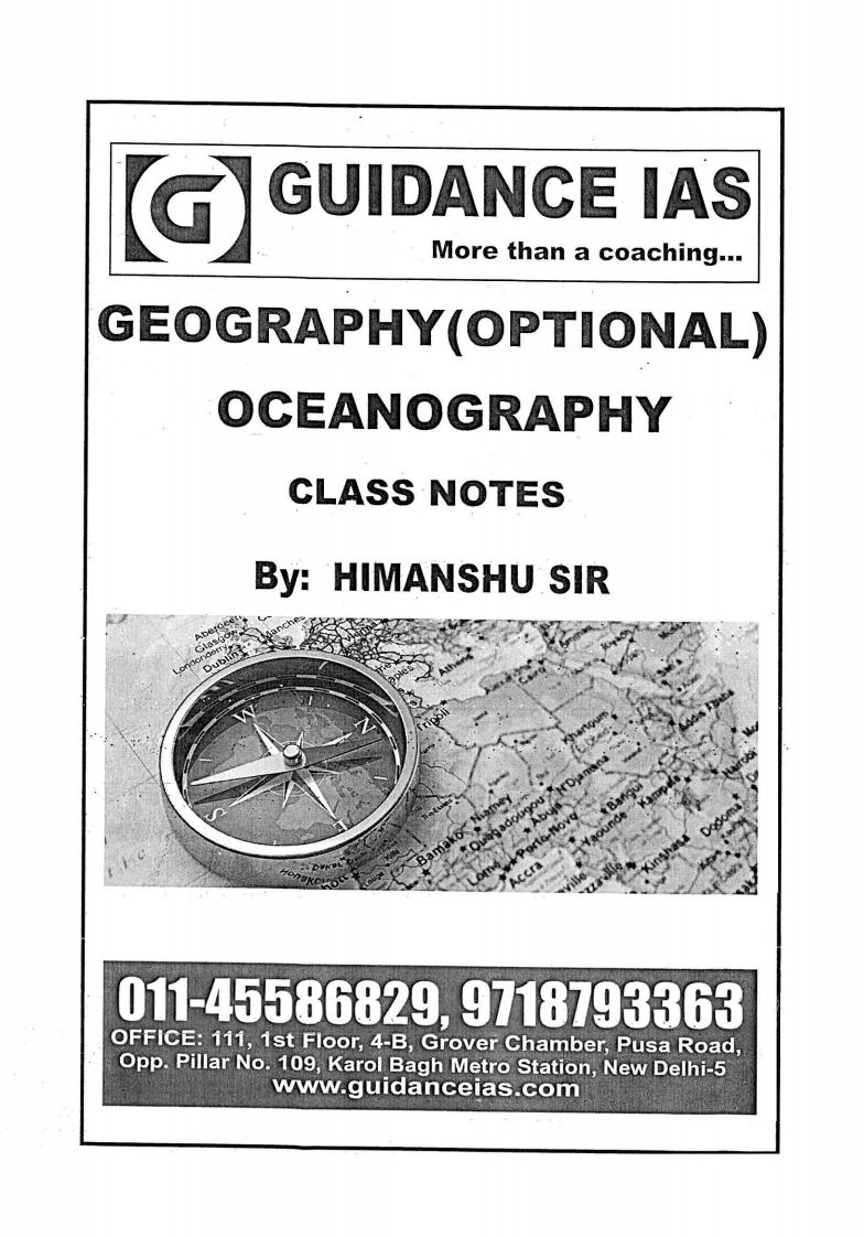 Guidance Ias – Geography Optional Class Notes by Himanshu Sharma 2019