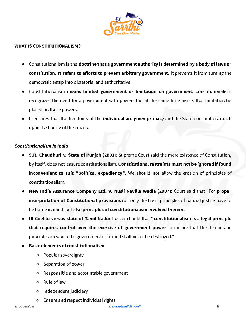 Sarrthi - UPSC CSE Mains - GS-2 Polity Printed Notes - English Medium ...