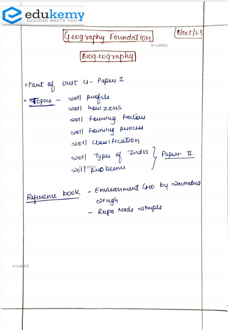 Edukemy Ias - Geography Optional - Class Notes - 12 Booklets 1 Combo ...