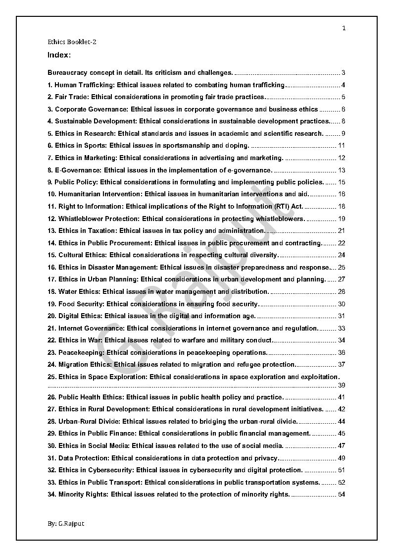 Ethics Booklet - For UPSC CSE MAINS -Booklet 1+2 (GS Paper IV) - By G ...