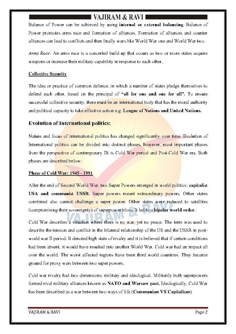 Vajiram & Ravi - International Relations - (GS) Handouts 2024 - By Mr. Iqbal Singh Sandhu ...