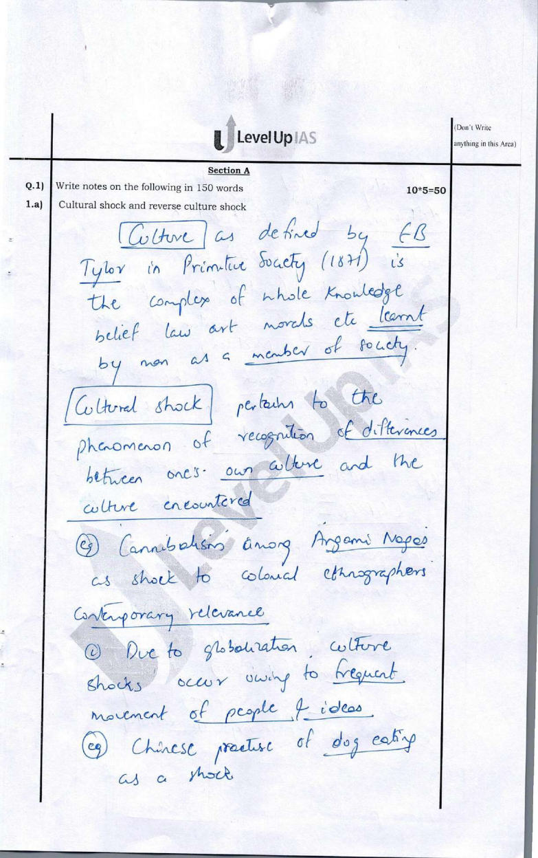 Levelup Ias Anthropology Topper Copy English Medium 2024